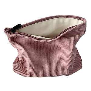 SxoSyo Cosmetic Bags for Women Makeup Bag Large Capacity Purse Travel Toiletry Zipper Storage Pouch Make up Brushes Organizer for Gifts (Corduroy, Pink)