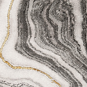 SAFAVIEH Craft Collection Accent Rug - 4' x 6', Grey & Gold, Modern Abstract Design, Non-Shedding & Easy Care, Ideal for High Traffic Areas in Entryway, Living Room, Bedroom (CFT819F)