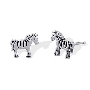 Boma Jewelry Sterling Silver Zebra Stud Earrings