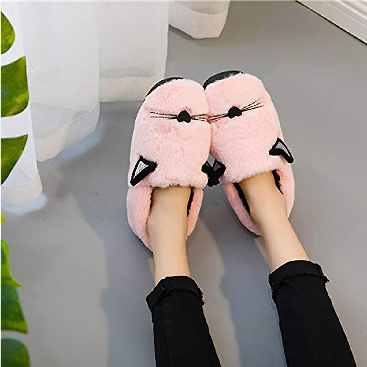 Anddyam Kids Family Cute Cat Household Anti-Slip Indoor Home Slippers for Girls and Boys (1.5-3 Little Kid, Pink, 1.5)