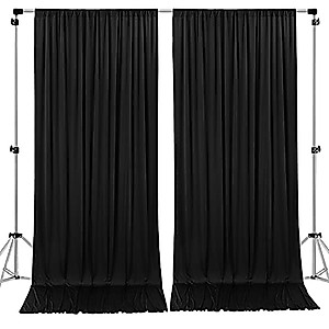 10 ft x 8 ft Wrinkle Free Black Backdrop Curtain Panels, Polyester Photography Backdrop Drapes, Wedding Party Home Decoration Supplies