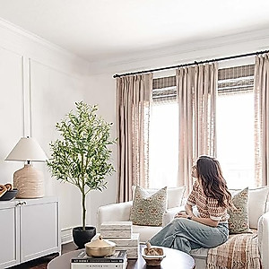 Olive Tree Artificial Indoor 6FT (72''), GTIDEA Artificial Tree Fake Tree Indoor Large Faux Olive Tree and Fruits Artificial Plants Silk Trees for Home Office Living Room Spring Decor