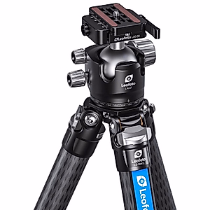 Leofoto LS-364CL+LH-47SC Elongated Tripod, Ranger Series, Carbon Fiber, 4 Leg Sections, Lightweight, LH-47 Ball Head Set, Hybrid Clamp, Arca and Picatinny Compatible