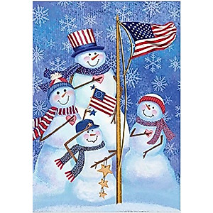 Christmas Snowman Family Garden Flag 12.5" x 18" Winter Snowflakes Small Flag Decorative Double Sided Flag for Winter Xmas Holiday Farmhouse Yard Outdoor Decoration