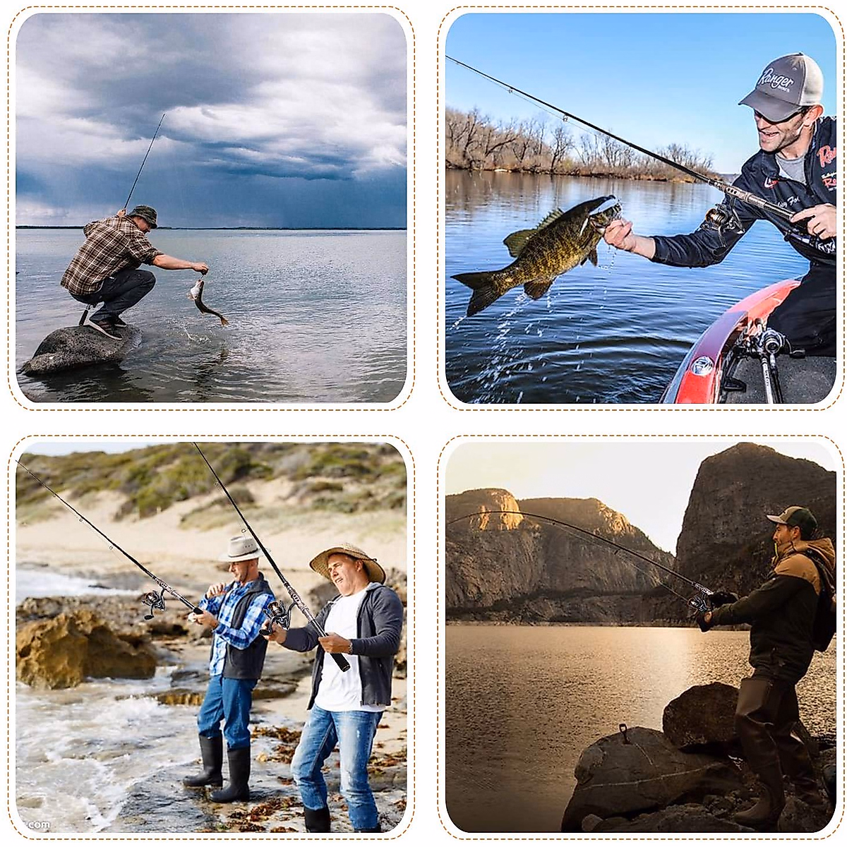 PLUSINNO Fishing Rod and Reel Combos, 263Pcs Fishing Tackle Kit with Tackle Box, Saltwater Freshwater Resistant Fishing Gear