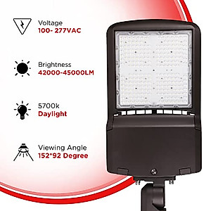 Shine LED 300W Parking Lot Flood Light AL3 Series, 5700K, 45000lm, 145lm/W, Slip Fitter Mount, DLC, UL Certified, IP65 Rated, Outdoor Street, Parking Lot, Security Flood Light
