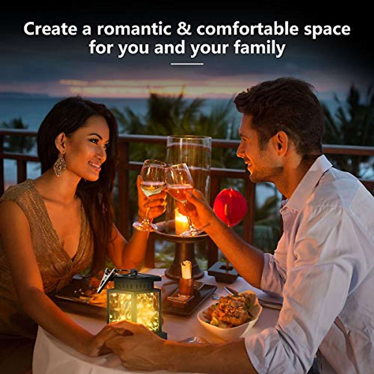 Homeyearn Hanging Solar Lights Outdoor 30 LED Warm Solar Fairy Lights Waterproof Solar Lanterns Decor for Garden Yard Patio Umbrella Tree (4 Pack)