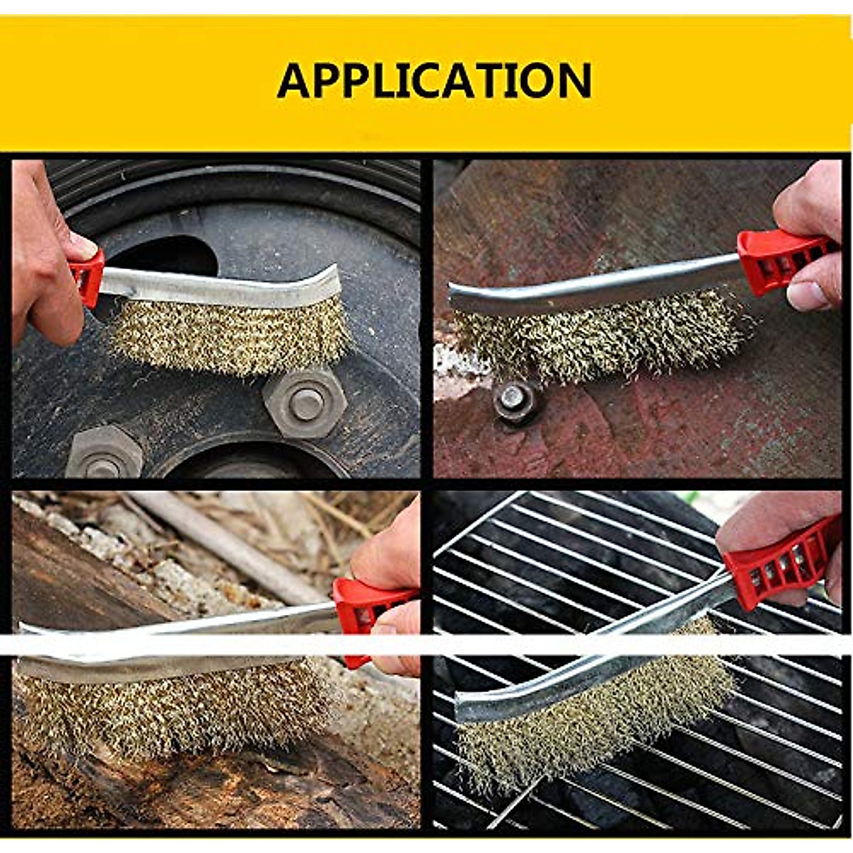 Modell 3pcs Wire Scratch Brushes Set Carbon Steel and Stainless Steel Wire Brush for Automotive, Cleaning Welding Slag and Rust