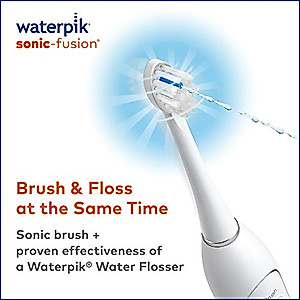 Waterpik Sonic-Fusion Professional Flossing, Electric Toothbrush & Water Flosser Combo in One, SF-02, White