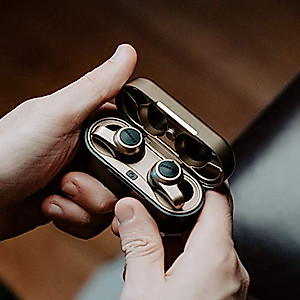 Jabees] Firefly Vintage Bluetooth Wireless Gaming Earbuds - Noise Cancelling Waterproof Headphones with 4 Mic for Call & Music - 40Hr Playtime with Charging Case, Low Latency, aptX, ENC(Bronze)