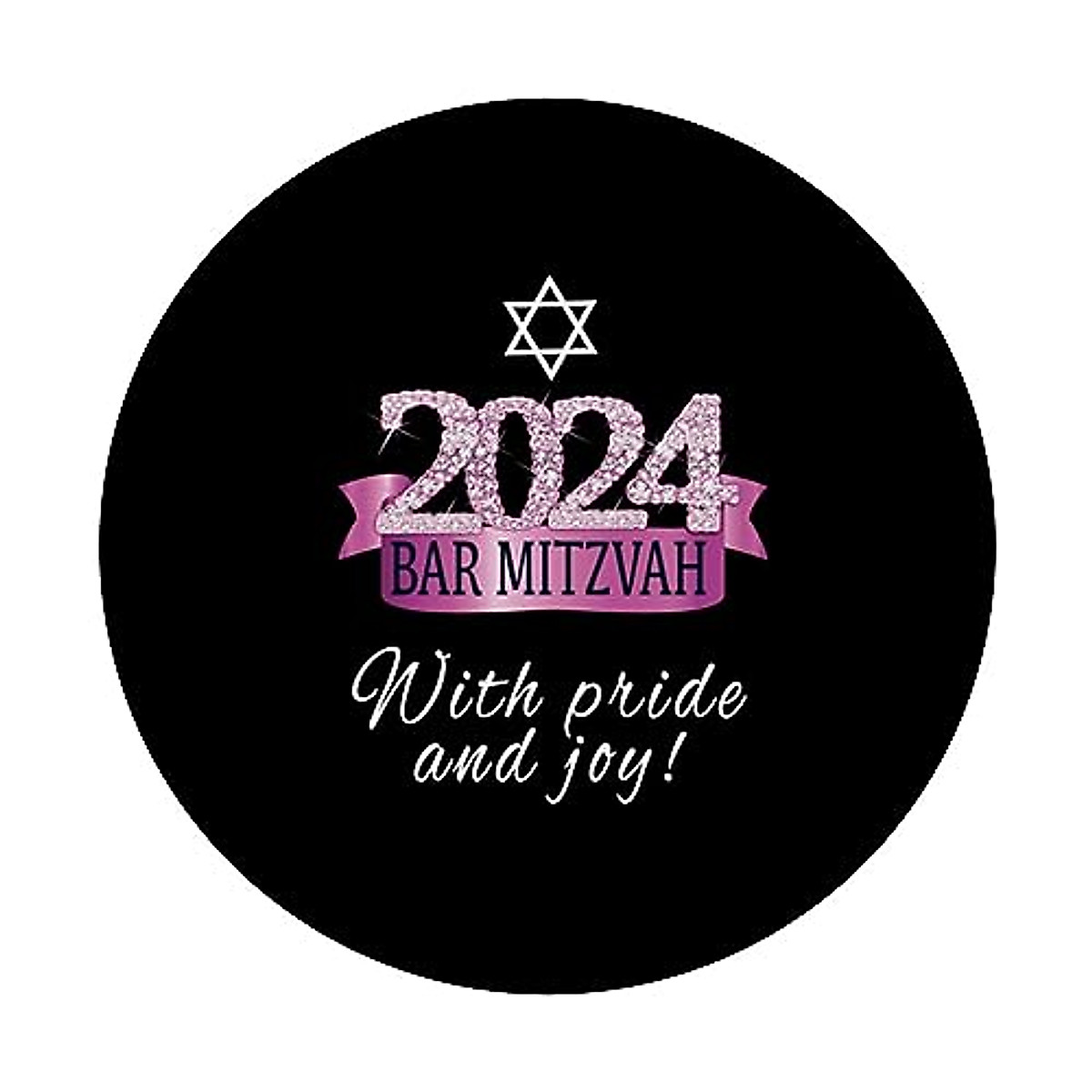 Bar Mitzvah 2024 I With Pride & Joy I Pink Banner Decor PopSockets Standard PopGrip
