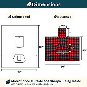 PAVILIA Wearable Blanket Poncho with Neck Warmer Hood, Plush Oversized Poncho Sweater, Large Blanket Cape Hoodie with Giant Pocket, Soft Cozy Gift for Women Men Adult (Sherpa Fleece, Checker Red)