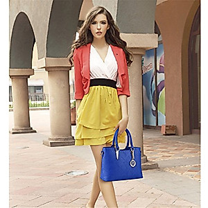 LIZHIGU Womens Leather Shoulder Bag Tote Purse Fashion Top Handle Satchel Handbags Royal Blue