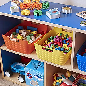 ECR4Kids Bendi-Bins with Handles, Multipurpose Flexible Plastic Storage Baskets, Stackable Baskets, Soft Plastic Storage Bin, 13in x 10in, 6-Piece - Assorted