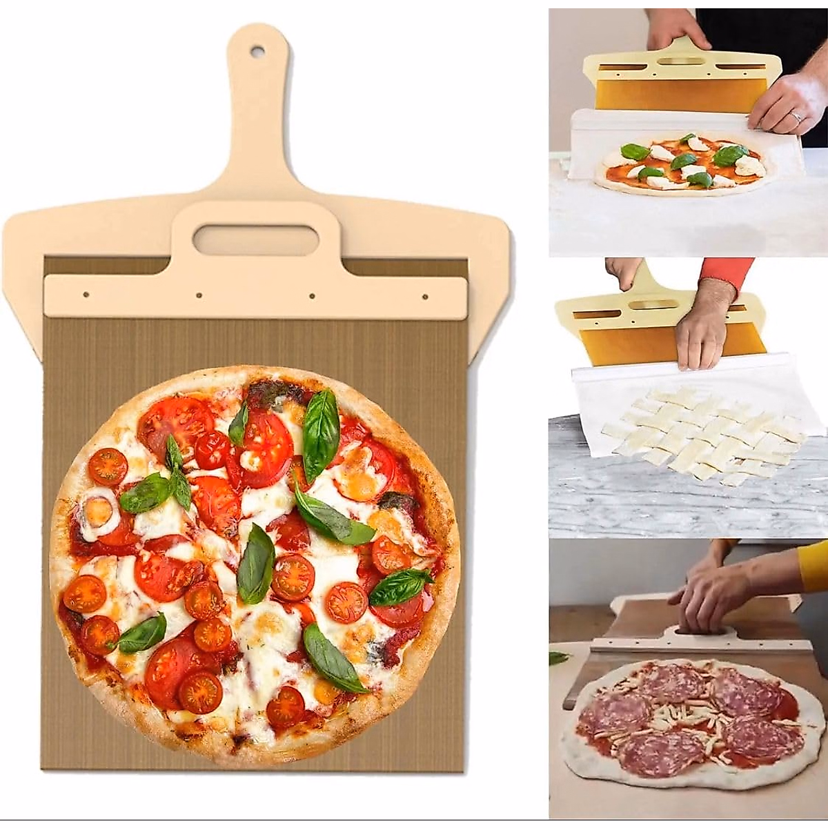 DASZERX® Pizza Smart Slider that Transfer Pizza Perfectly, Sliding Magic Premium Pizza Peel Slider, Pizza Paddle Slider With Handle & Baking Cloth Non-Stick Pizza