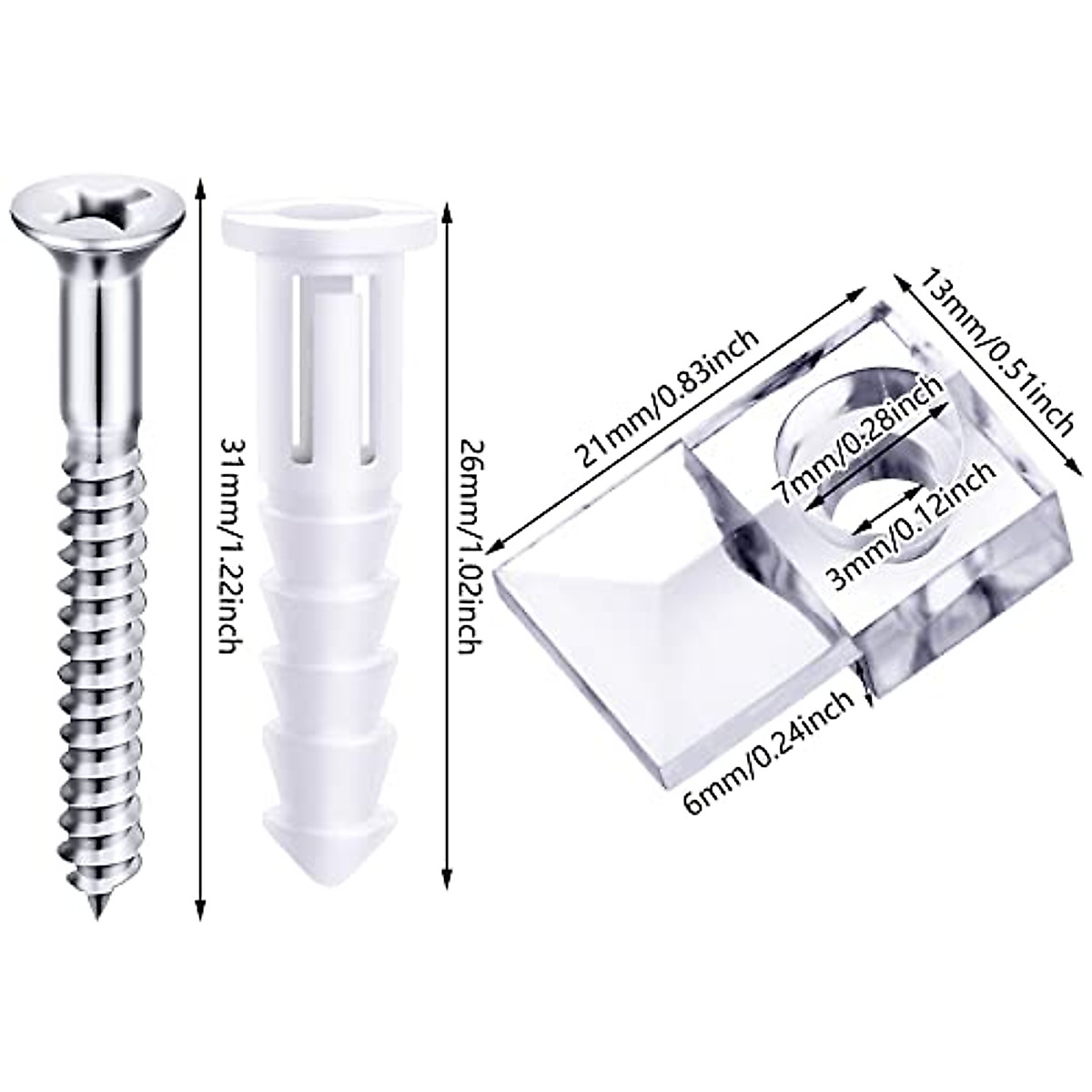 20 Pack Mirror Holder Clips Glass Retainer Clips Kit Mirror Hanging Kit Mirror Hanging Hardware with Screw and for Fixing Mirror Cabinet Door (Classic Style)