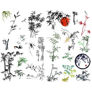 Seasonstorm Ink Painting Bamboo Precut Decoration Album Planner Stickers Scrapbooking Diary Sticky Paper Flakes