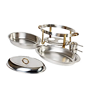 Excellanté Stainless Steel 6 Quart Gold Accented Oval Chafer