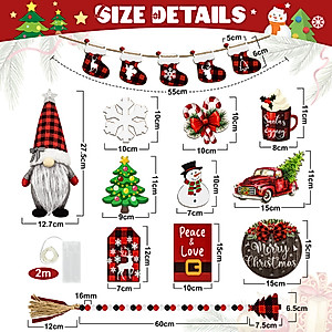 13 Pc Christmas Gnome Plush Tiered Tray Decor Set - Holiday Table Decorations for Home Kitchen Party