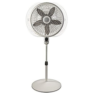 Lasko Cyclone Pedestal Fan, Adjustable Height, Remote Control, Timer, 3 Speeds, for Bedroom, Kitchen, Office and Living Room, 18", White, 1885, Large