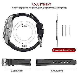 Bands for Moonswatch Watch,Curved No Gap Rubber Strap Compatible with Omega X Swatch Moonswatch Speedmaster/Rolex/SEIKO 20mm Watch,Swatch Omega Moonswatch Speedmaster Watch Replacement Band Men Women