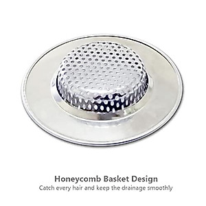Huntonry 3PCS Bathtub Strainer, Shower Drain Hair Catcher, Bath Tub Drain Cover, Fliter, Hair Stopper, Stainless Steel Drain Catcher, Floor Drain Strainer, Fit for 1.65" to 3.0" Drain Holes
