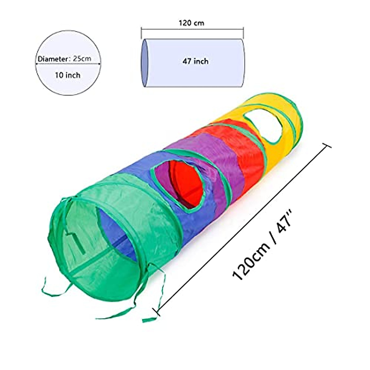 Bunny Hideout, Rabbit Tunnels and Tubes, 3 Pack of Grass Balls - Collapsible Hideaway Small Animal Activity Tunnel Toys for Chinchillas Ferrets Guinea Pigs Gerbils Hamsters Rats, Size - 47 x 10 in