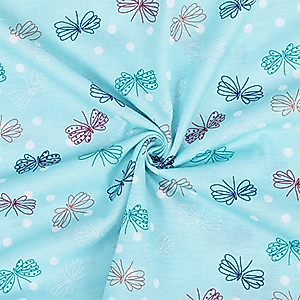 Women Summer Pajamas Soft Sleepwear Top with Capri Pants Ladies Short Sleeve Cotton Pajamas Sets Blue Butterfly X-Large