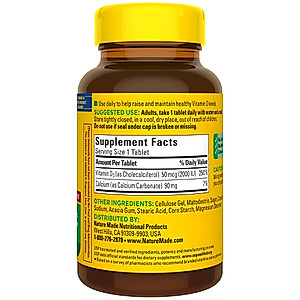 Nature Made Vitamin D3 2000 IU (50 mcg), Dietary Supplement for Bone, Teeth, Muscle and Immune Health Support, 220 Tablets, 220 Day Supply