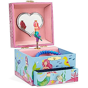 Jewelkeeper Mermaid Girl's Musical Jewelry Box, Underwater Design Pullout Drawer, Over The Waves Tune