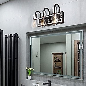 Darkaway Wall Sconces Farmhouse Bathroom Light Fixtures, Black and Chrome 3-Light Fixture with Rustic Deer Pattern Decoration for Hallway Bedroom Porch Living Room Dining Room Patio Courtyard Hotel