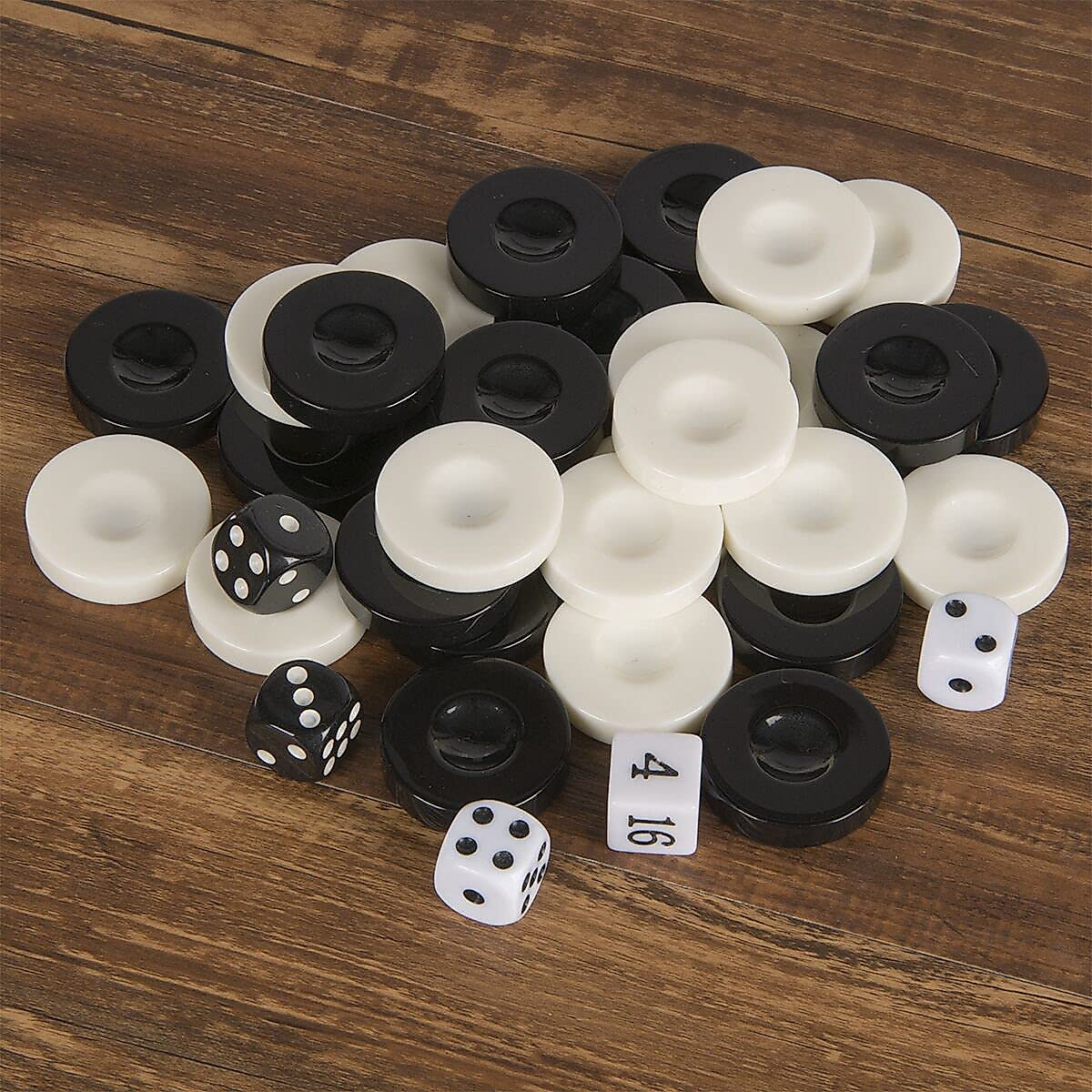 ZOOCEN Classic Checkers Game Set with Drawstring Cloth Storage Bag (30pcs Coffee Color)