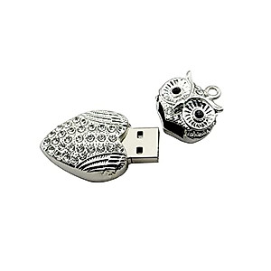 Civetman USB Flash Drive 128GB Jewelry Crystal Animal Owl Design Pendrive USB 2.0 Memory Stick Thumb Drive USB Stick - Silver