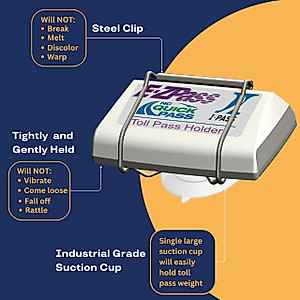 JL Safety EZ Pass Holder - Indestructible Toll Pass Holder for EZ-Pass, I Pass, FasTrak, SunPass & SunPass Pro, Uni, NC QuickPass, EPass Xtra, 91 Express Lanes & more - Made in USA