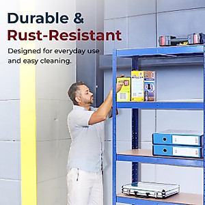 Garage Shelving Units - 71" H x 35" L x 24" W - Heavy Duty Racking - Shelves for Storage -1 Bay - Blue - 5 Tier - 2000LB Capacity (400LB Per Shelf) - Workshop, Shed, Office - 5 Year Warranty