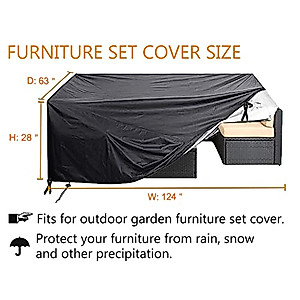 Oslimea Patio Furniture Cover Waterproof, Outdoor Sectional Sofa Set Cover Heavy Duty 420D Rectangle Table and Chair Set Cover (126" L× 63" W× 28" H)