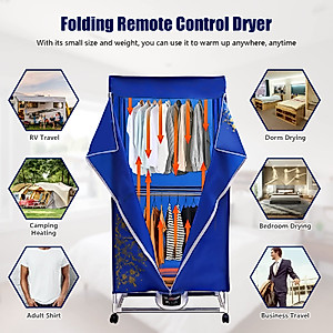 Clothes Dryer Portable Travel Dryer Machine, Portable Dryer For Apartments, New Generation Electric Clothes Drying Machine, Folding Remote Control Dryer for Home Using, 27.55in*19.68in*4.92ft