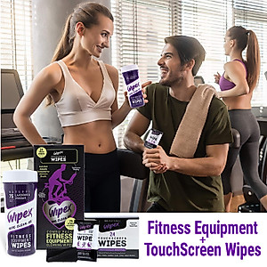 Wipex Gym Wipes & Screen Wipes for Electronics Combo Pk - 75ct Canister Fitness Equipment Cleaner Wipes & 24ct Touch Screen Wipes Individually Wrapped Safe for all Fitness Equipment and Touch Screens