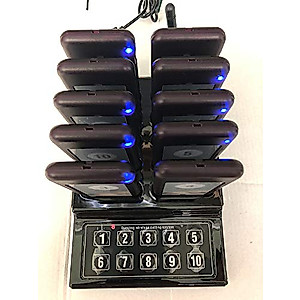 SHIHUI 10 Pager buzzers 1 keypad Queue Number Call Wireless Calling System Queue Call Restaurant Paging System for Restaurant Church Food Truck Coffee Shop Office