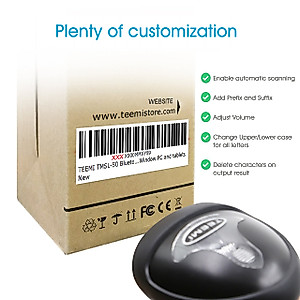 TEEMI Wireless Barcode Scanner Handheld Automatic 1D Laser Rechargeable Bar Code Reader USB Plug and Play with 2.4G Receiver for Windows PC Mac OS Linux (No stand)