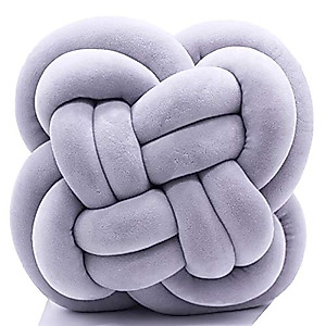 FLORAVOGUE Aesthetic Knot Throw Pillows Shaped Decor Cushion - Modern Home Sofa Decorative (Square 12 * 12, Light Grey)