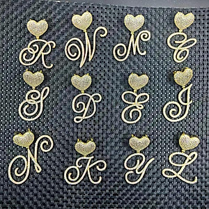 SXNK7 Cursive Initial Necklace for Women Men 18K Gold Plated A-Z Letters Pendant Necklace with Rope Chain Hip Hop Iced Out Heart Alphabet Necklace Jewelry Gifts (Gold D)