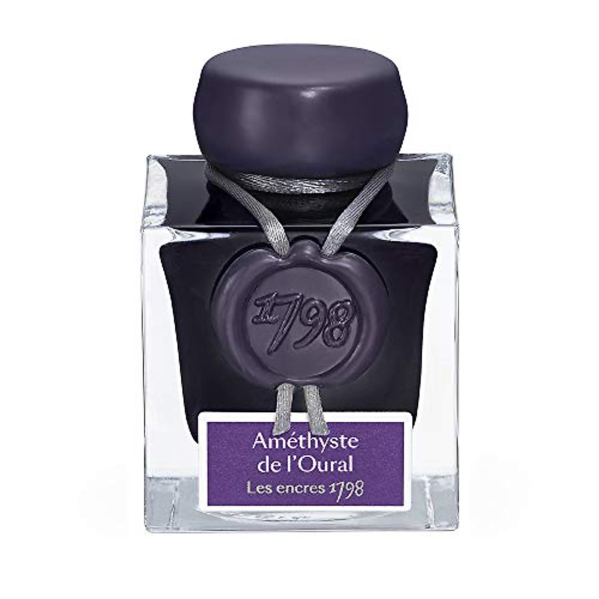 J. Herbin 1798 Anniversary Inks - Silver Sheen 50 ml Bottled - Amethyste de L'Oural (Rich Deep Purple Ink)
