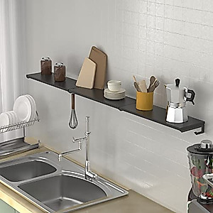 NiHome Black Floating Shelves for Wall Decor Industrial Wall Shelves for Storage Bedroom Hanging Bathroom Shelf Floating Bookshelf Set of 3