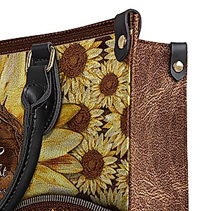64HYDRO Christian Gifts Faith Sunflower Purses for Women, Shoulder Bag, Handbags for Women, Valentines Day Gifts for Her, Gifts for Sisters, Daughter, Mom, Friends, Travel Work Leather Bag