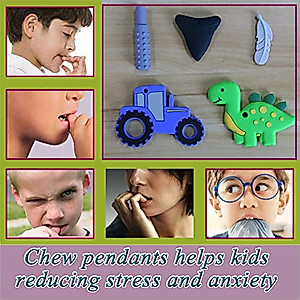 Chew Necklace for Sensory Kids, 5 Pack Chewy Necklaces for Boys and Girls with Autism ADHD SPD and PICA,Fidget Necklaces for Adults, Chewable Silicone Pendants for Reducing Fidget
