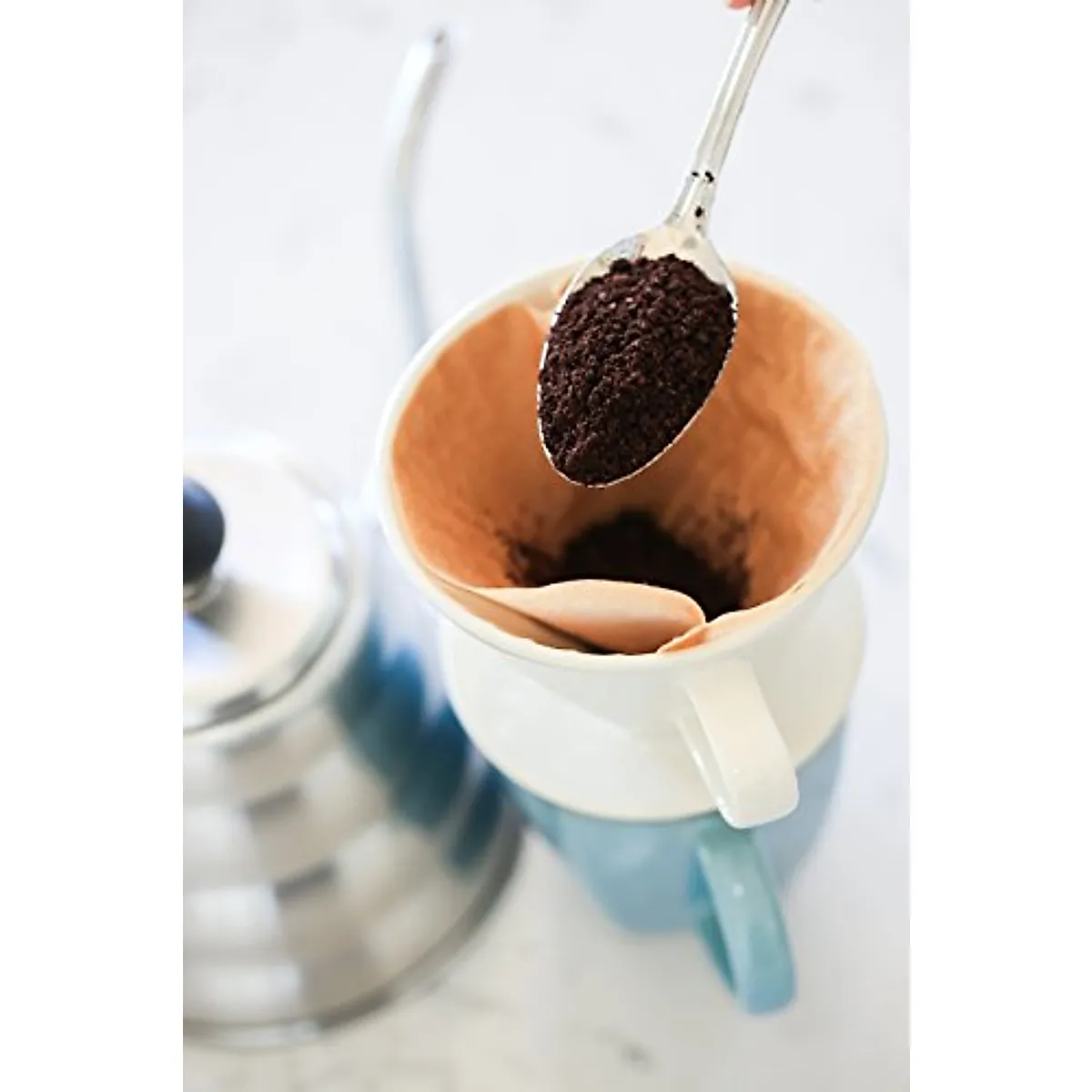 Simply Charmed Pour Over Coffee Dripper - Single Cup Ceramic Coffee Maker with 40 Count Melitta Filters