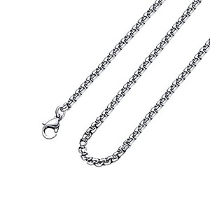 Monily 4mm 22In Square Rolo Stainless Steel Chain Necklace Round Box Necklace Men Women Jewellery