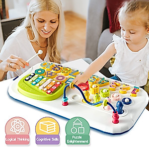 通用 Educational Learning Montessori Toys for Kids,7 in 1 Puzzles Number Shape Sorter Counting Stacker with Number Blocks,Xylophone, Fishing Game for Toddler, Gift for1 2 3 4 5 Year Old Boys Girls