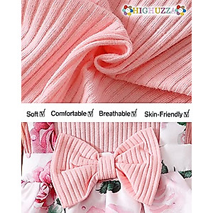 HIGHUZZA Baby Girl Clothes Newborn Dress Infant Romper Outfits Jumpsuit Clothing Suspender Headband Overall Skirt Set Winter Fall 0-3 Month Pink